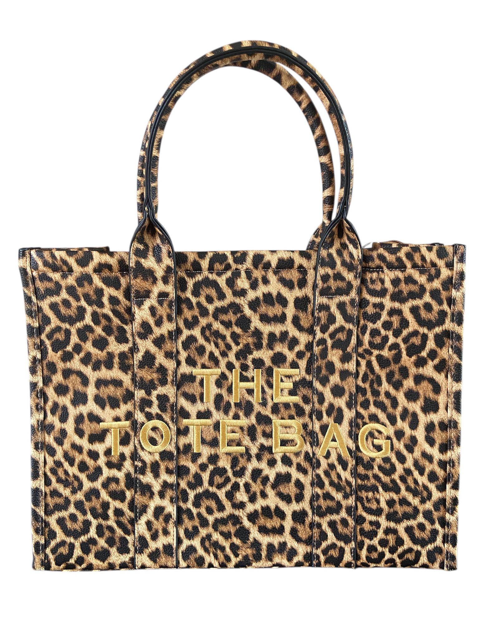 THE TOTE BAG groot - panter gouden letters - BYNILOE