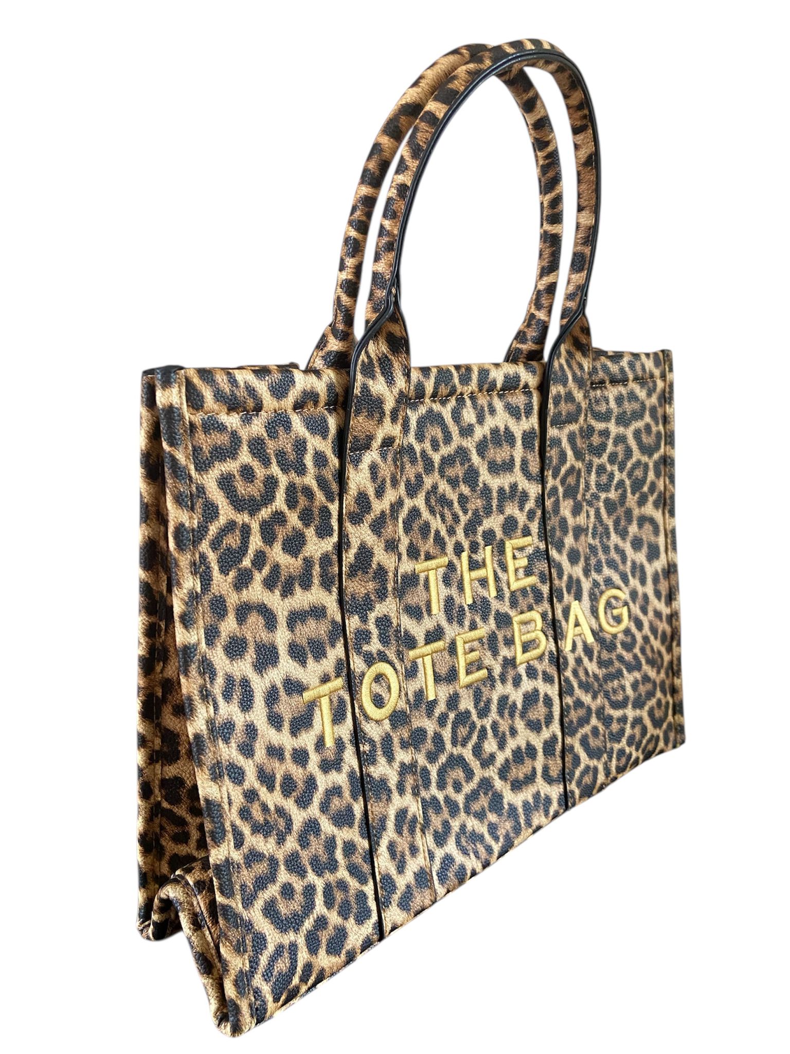 THE TOTE BAG groot - panter gouden letters - BYNILOE
